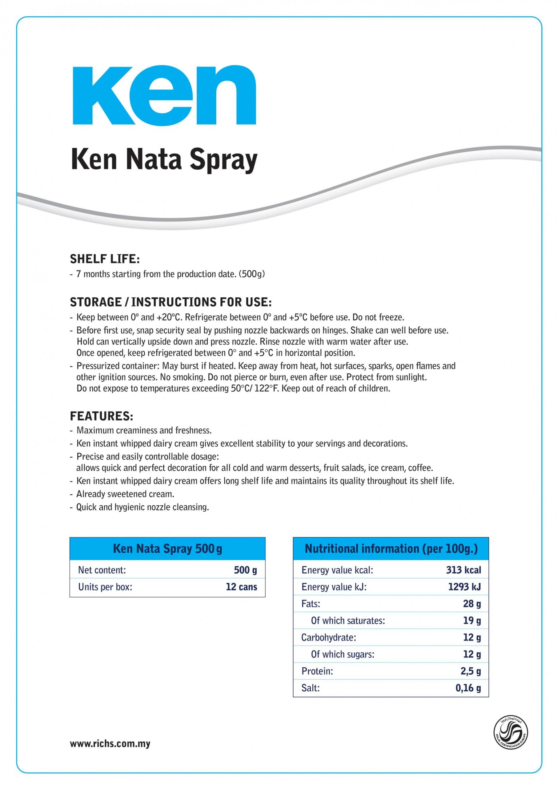 Ken Nata Aerosol Cream – Rich Products Malaysia
